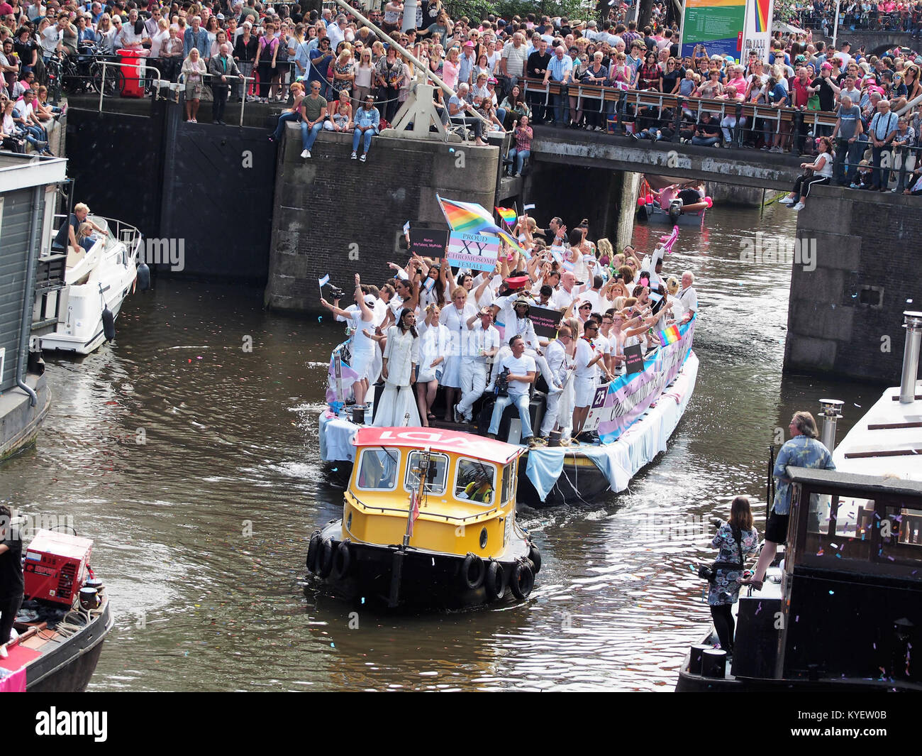 A photograph of Boat 27, named 'Proud to be Trans,' participating in ...