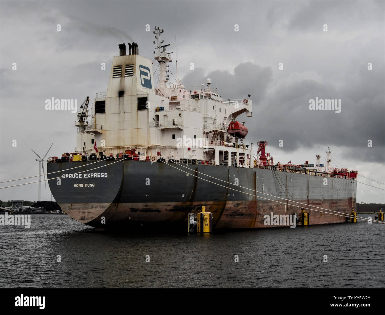 A photograph of the Spruce Express, a cargo ship built in 2006, captured at the Port of ...
