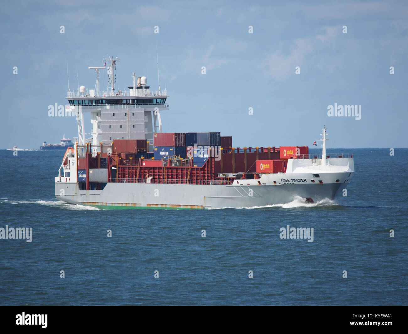 A photograph of the Dina Trader, a ship built in 2007, captured in the ...