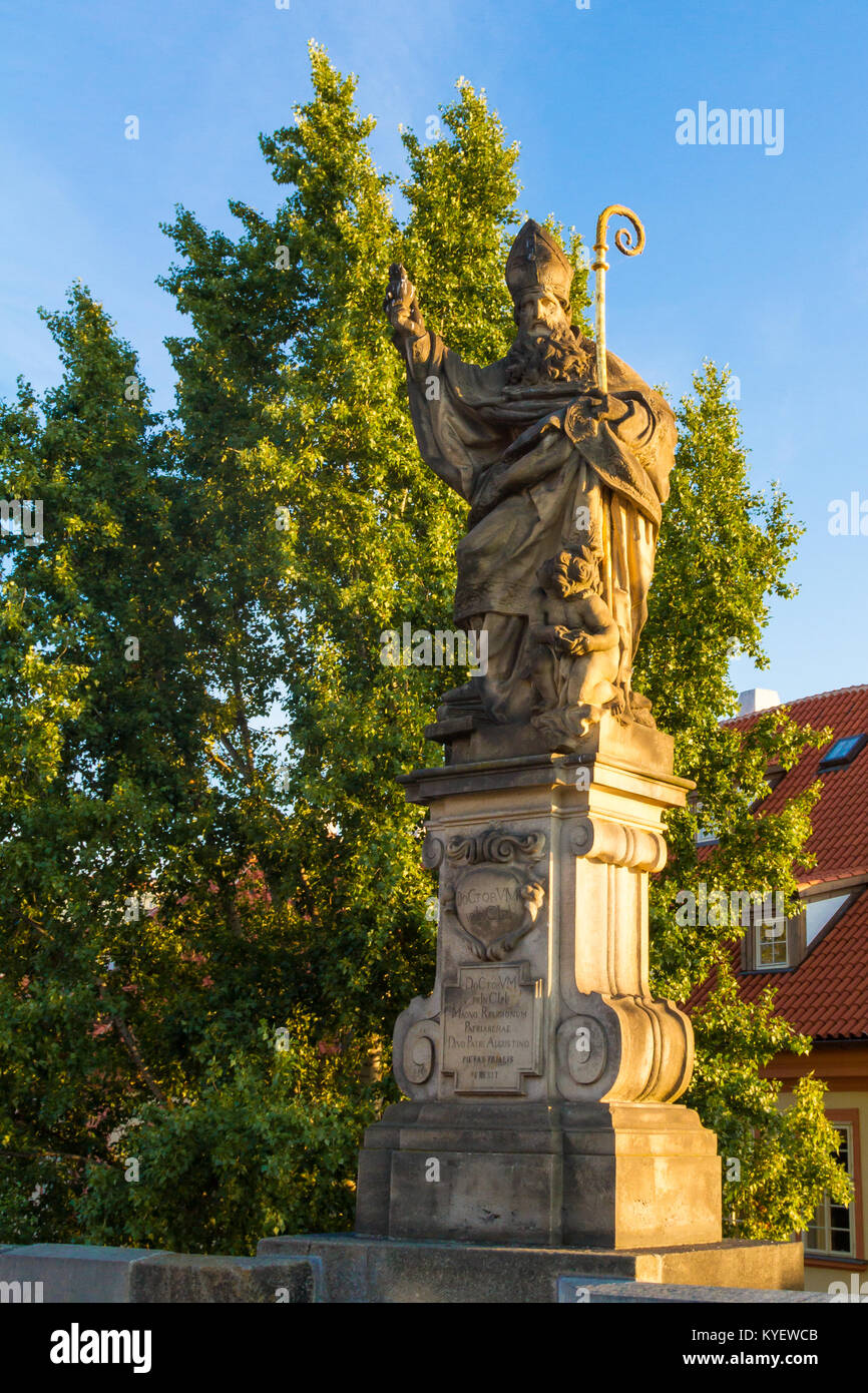 Religious statue at Charles Bridge Prague. Czech Republic Stock Photo ...