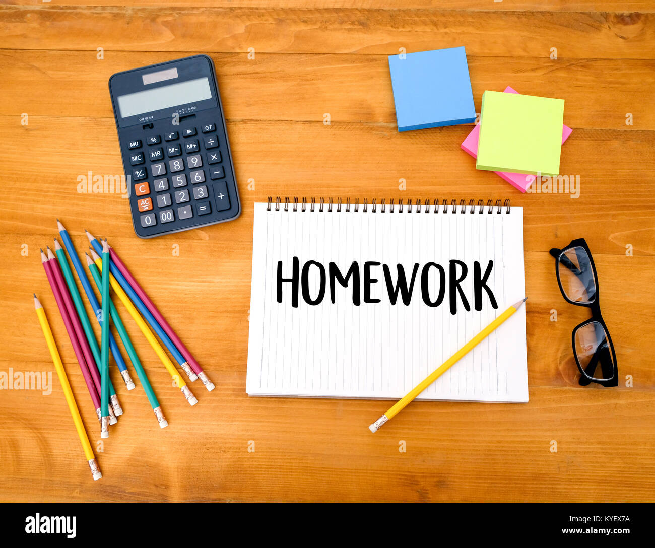 book top view Conceptual of homewor School notebook Stock Photo - Alamy