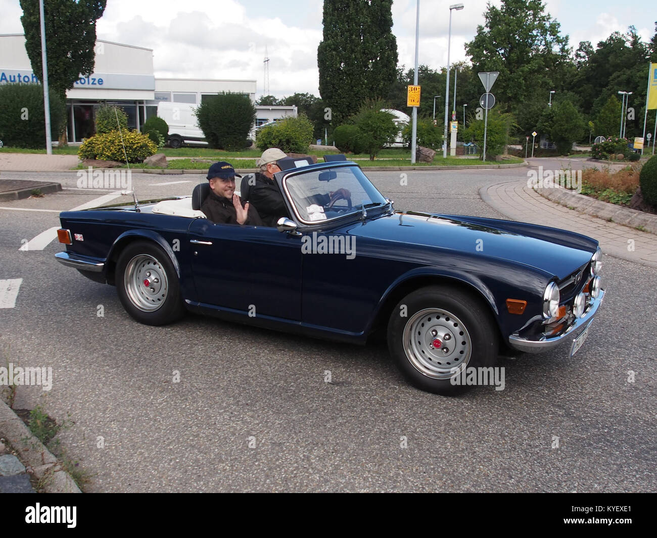 A photograph of a Triumph TR6 sports car, captured in 2017 during the ...