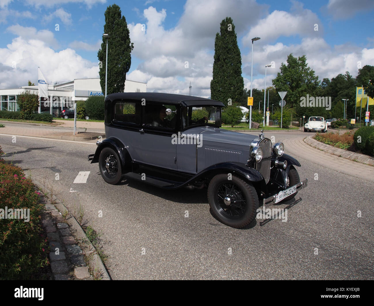 A Ford vehicle participating in the 2017 'Rund ums Schloss' rally, an ...