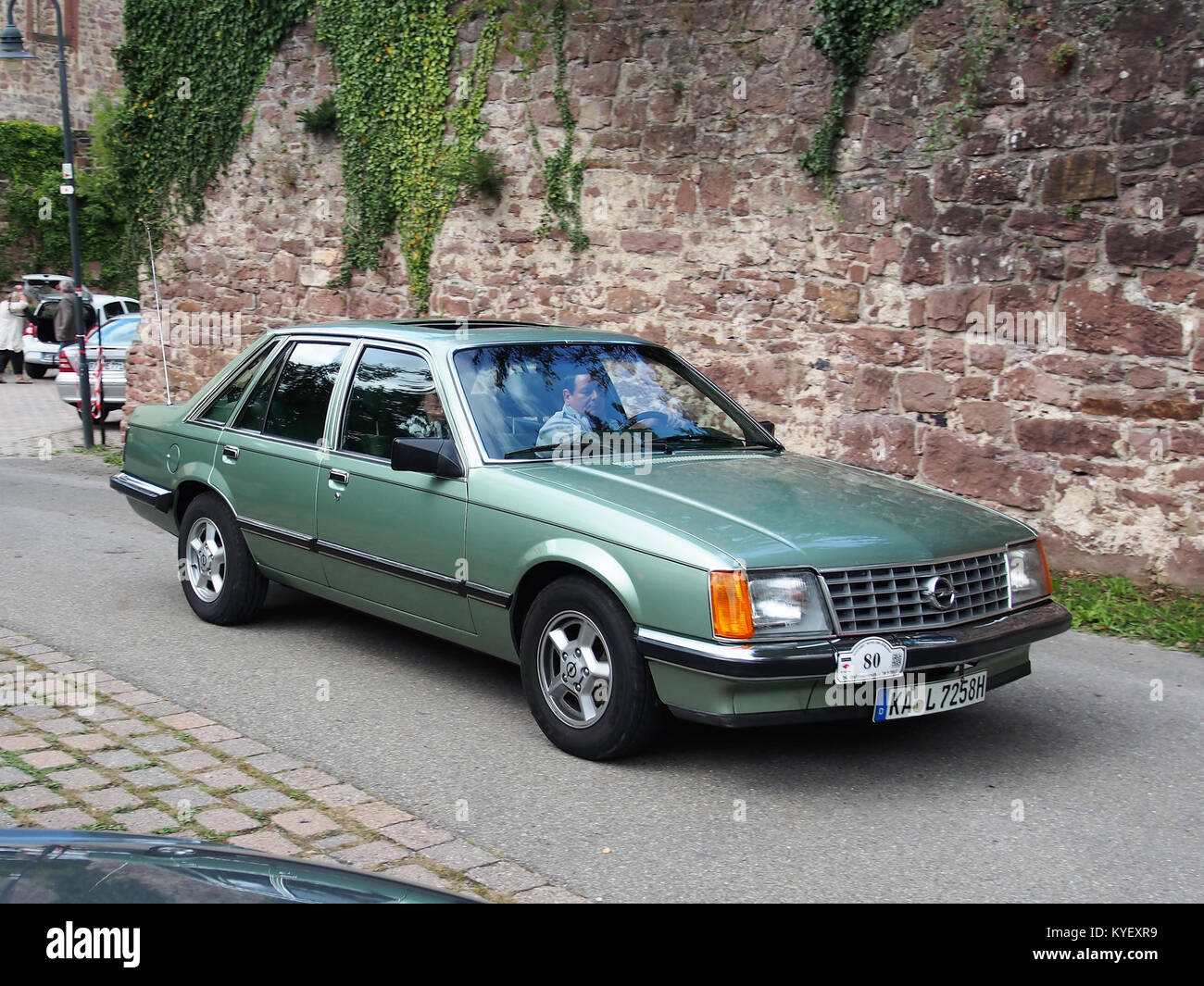 A photograph of a vintage Opel car participating in the 2017 'Rund ums ...