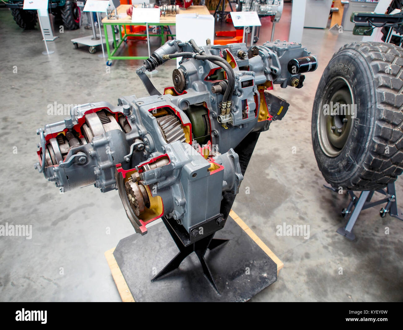 An image of a Unimog transmission system displayed at the Unimog Museum ...