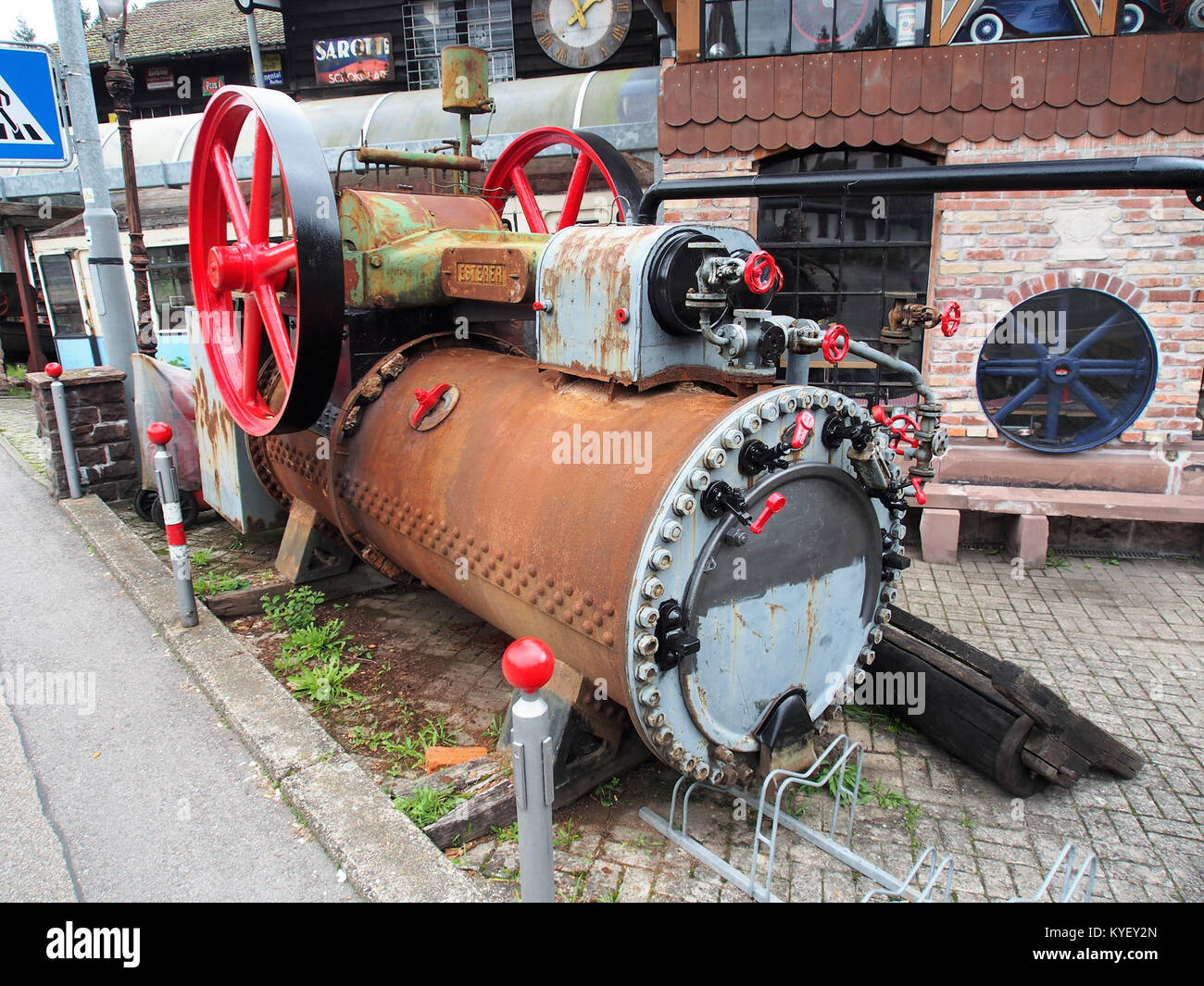 Photograph of the Esterer steam engine displayed at the Fahrzeugmuseum ...