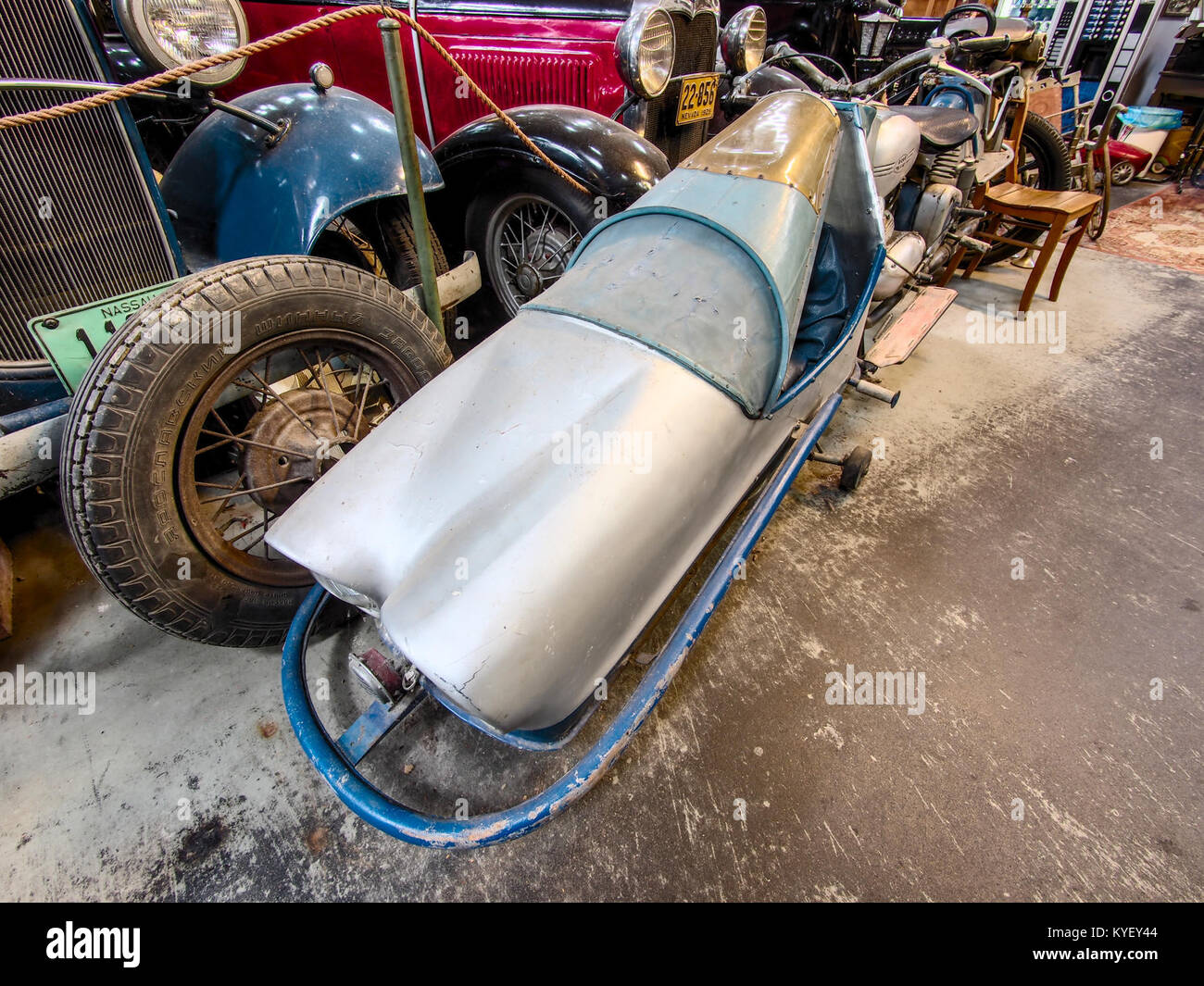 Photograph of an Ogar motorcycle on display at the Fahrzeugmuseum ...