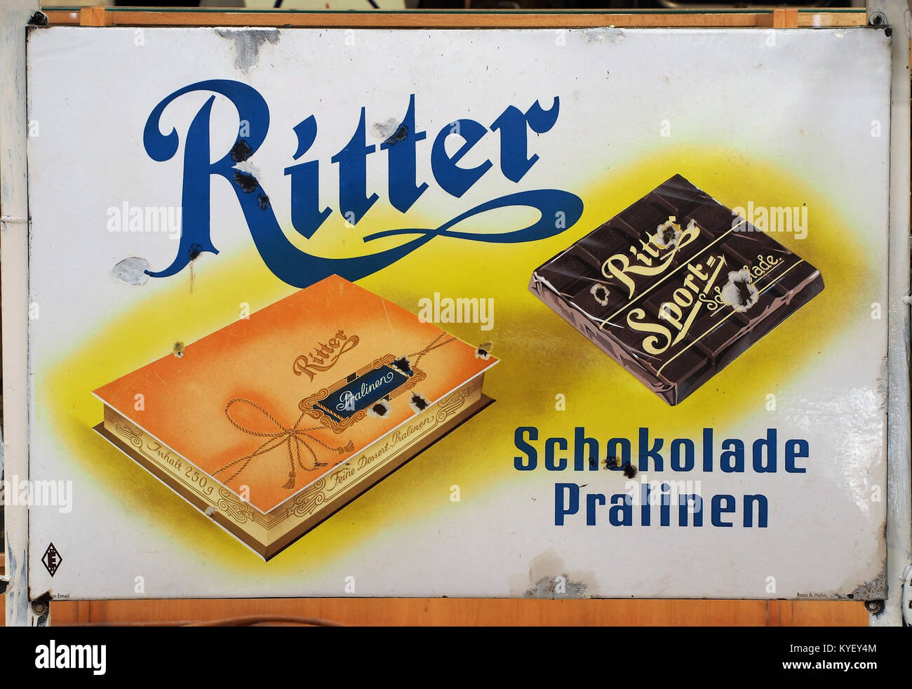 This image shows an enamel advertisement sign for Ritter, displayed at ...