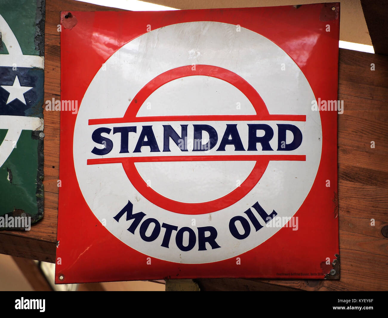 Advertising sign for Standard Motor Oil, featured at the Fahrzeugmuseum ...