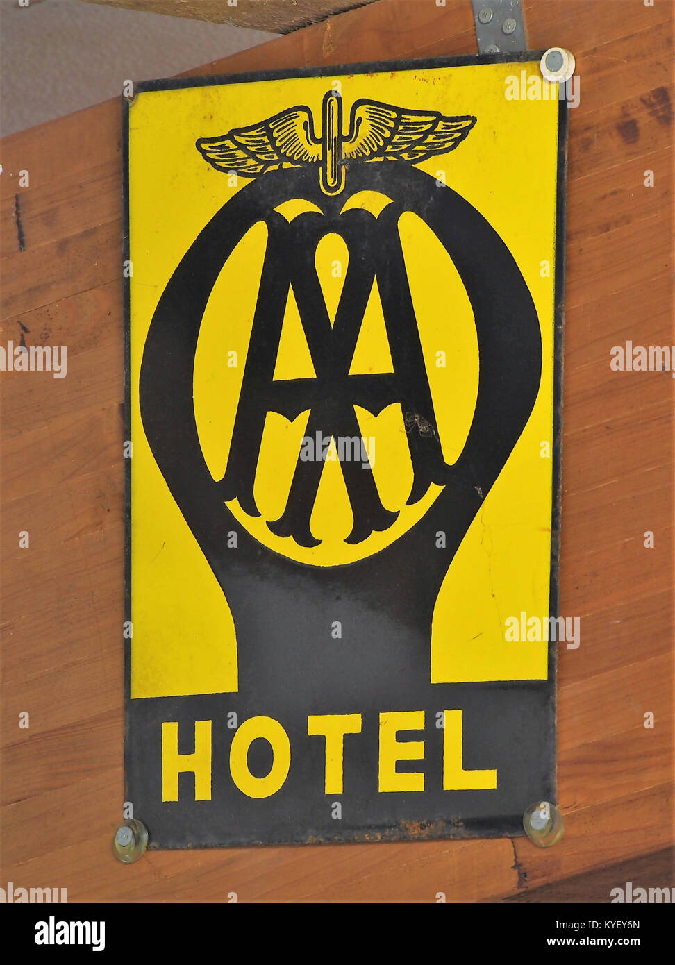 An image of the enamel advertising sign for the AA Hotel displayed at ...