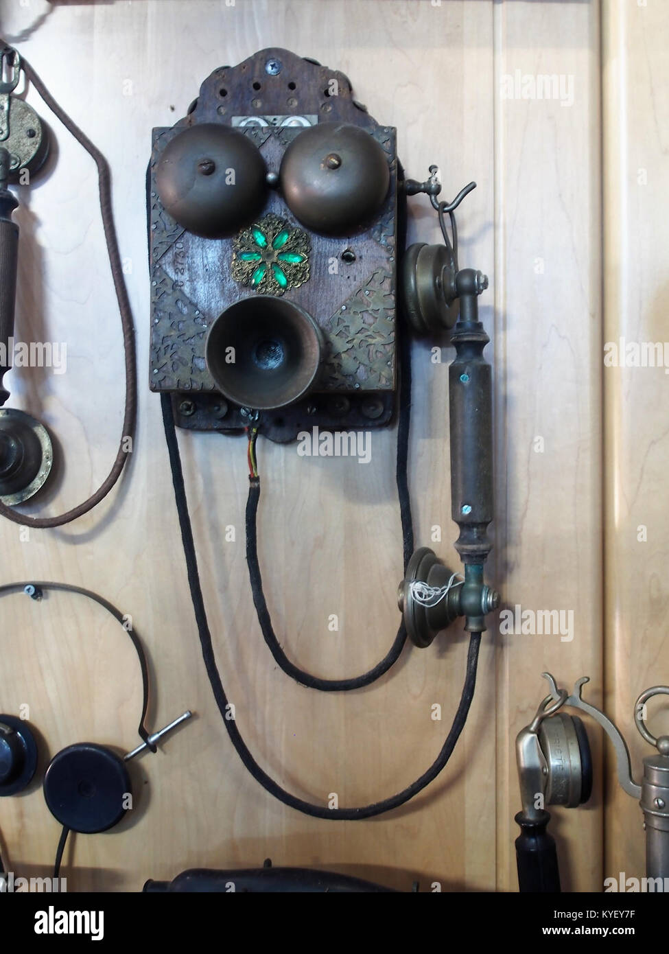 Photograph of an antique telephone at the Fahrzeugmuseum in Marxzell ...