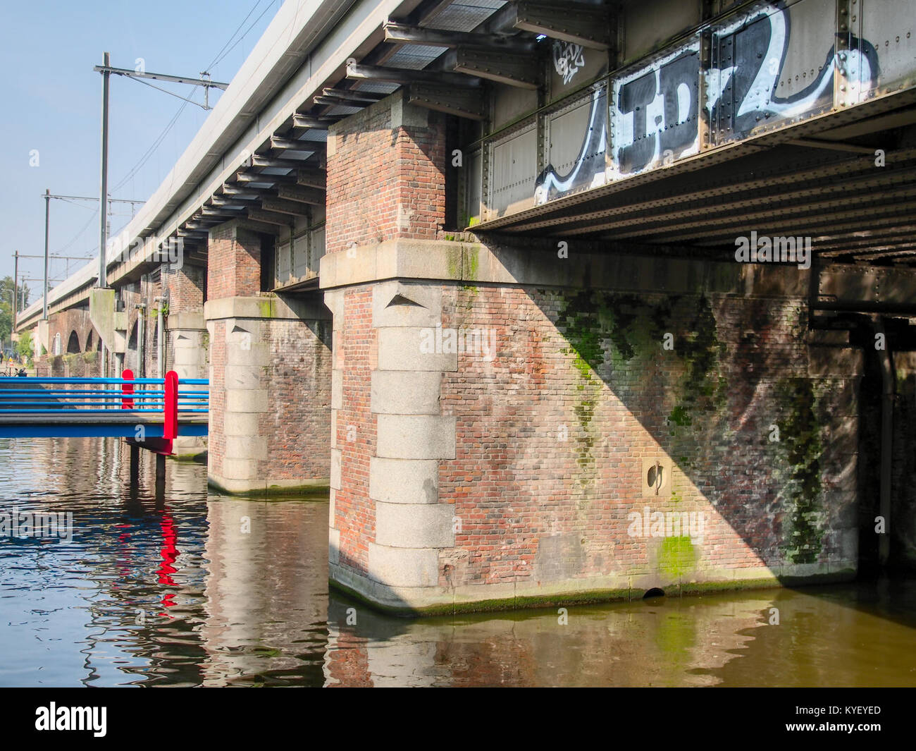 A historical photograph of the Spoorbrug bridge in the Haarlemmer ...