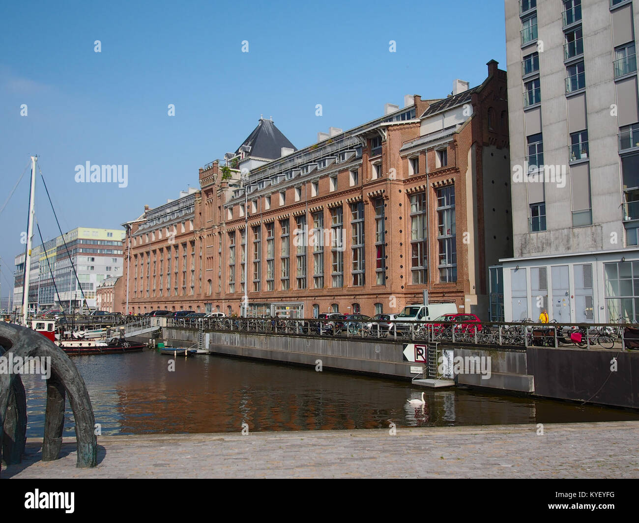 The Silodam, a stone grain silo, located in Amsterdam. It is a ...