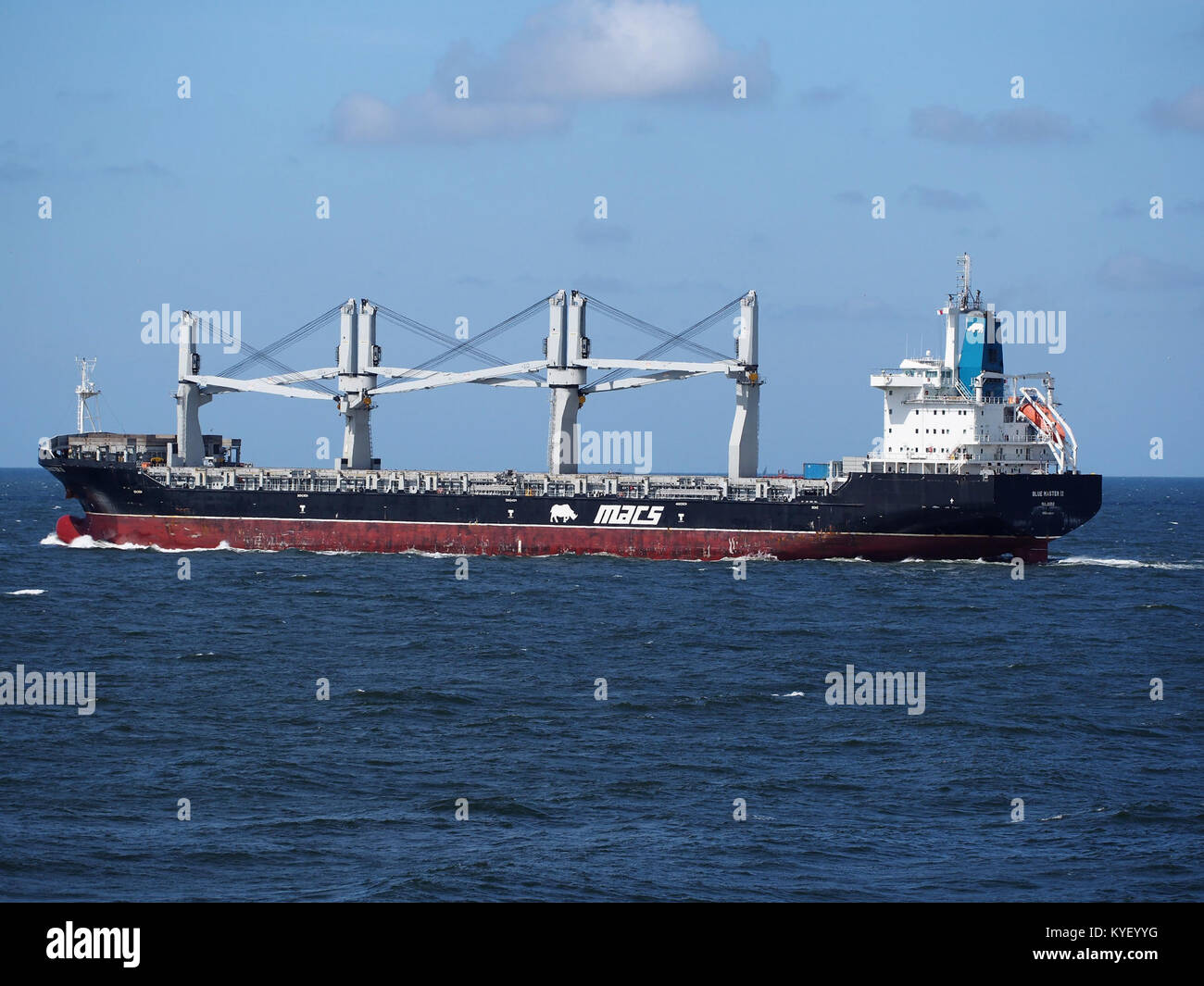 The Blue Master II, a 2013-built ship, departs from the Port of ...