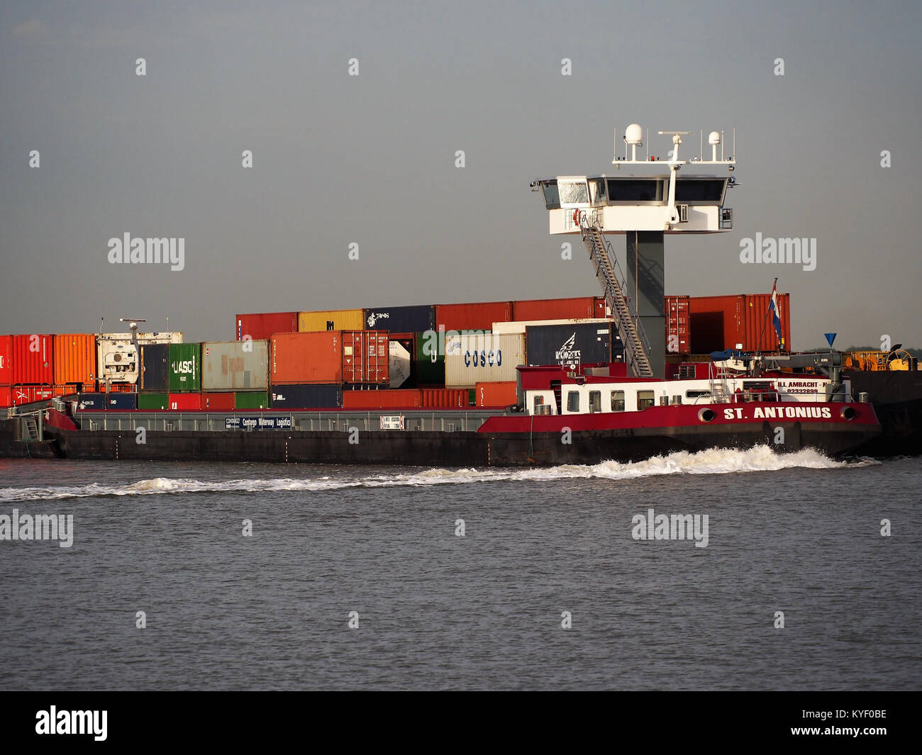 A photograph of the St. Antonius ship docked at the Port of Antwerp in ...