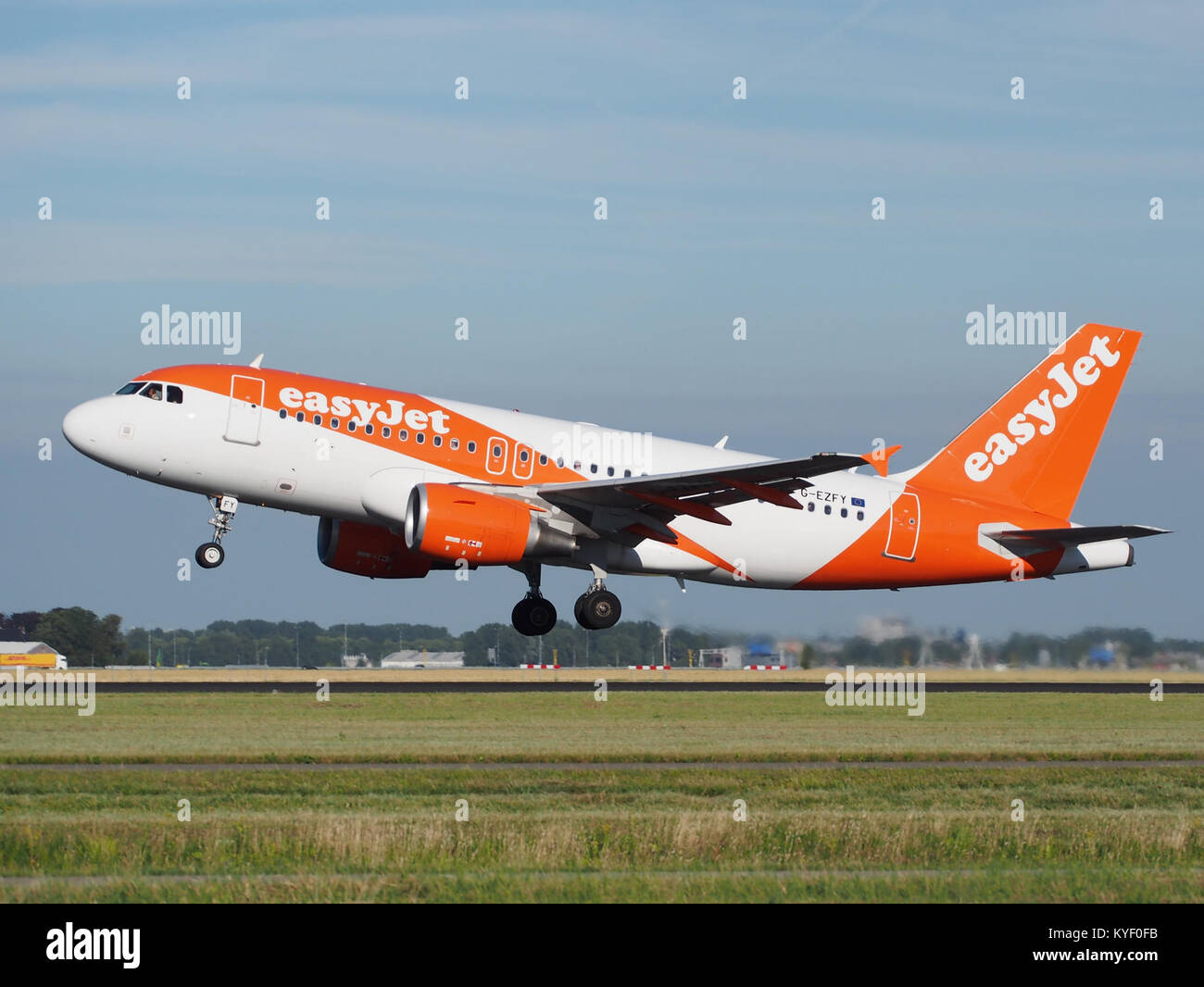 An easyJet Airbus A319-111, registration G-EZFY, with construction ...