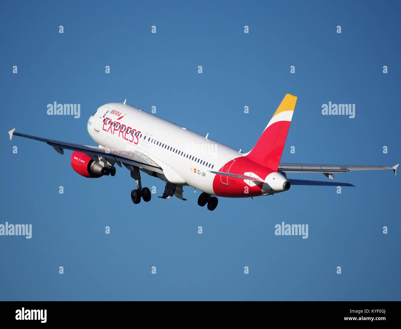The Iberia Express Airbus A320-214, registration EC-JSK, takes off from ...