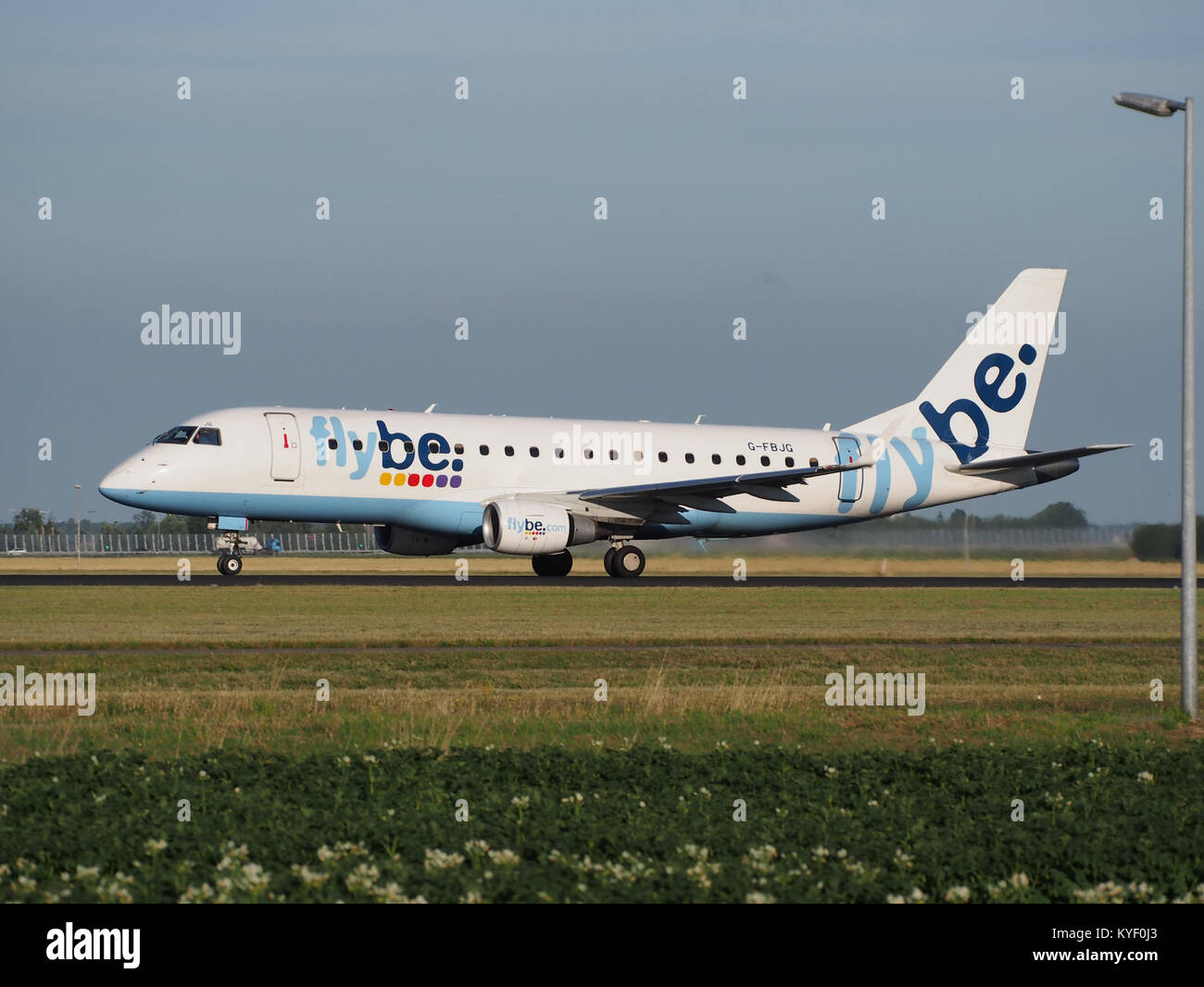 A photograph of the Flybe Embraer ERJ-175STD (registration G-FBJG ...