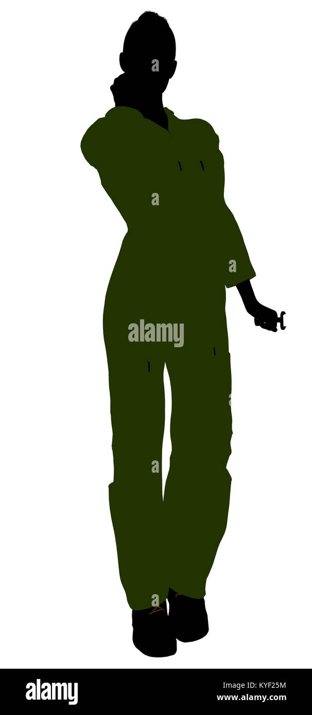 Female mechanic illustration silhouette on a white background Stock ...