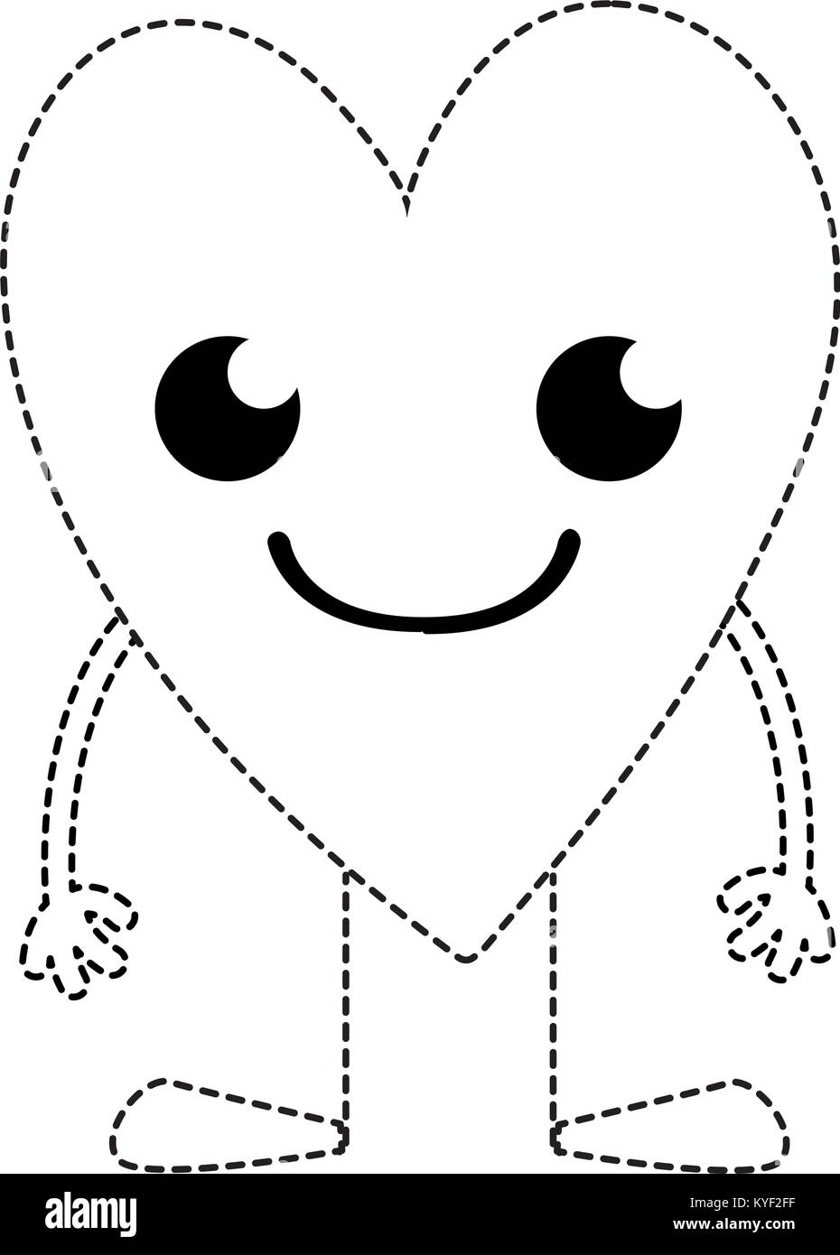 dotted shape smile heart kawaii with arms and legs Stock Vector Image ...