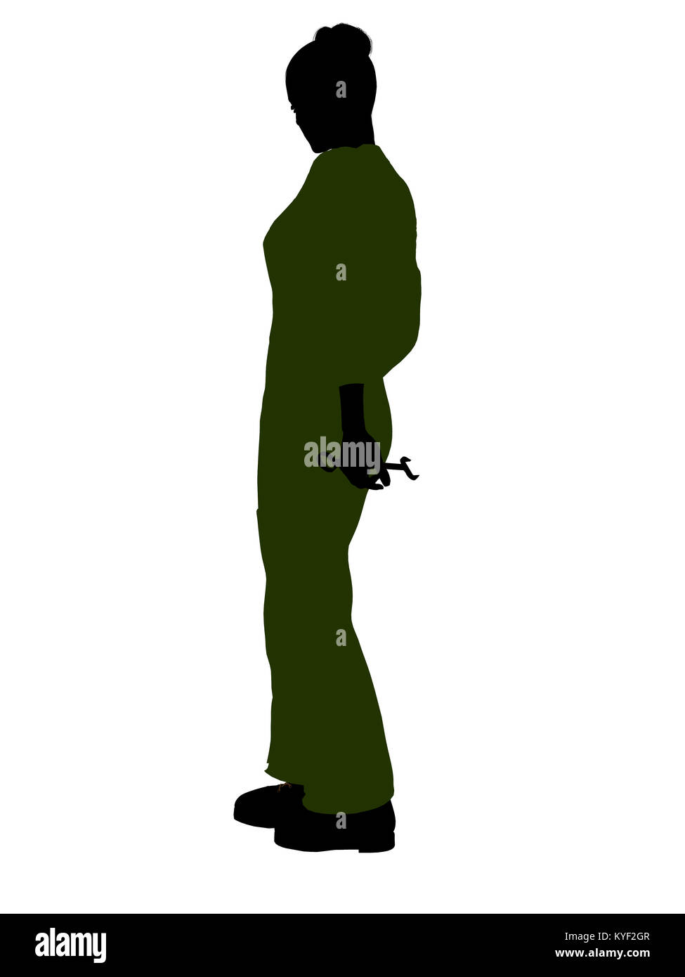 Female mechanic illustration silhouette on a white background Stock ...