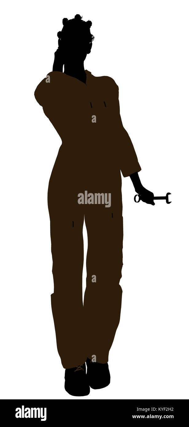 Female african american mechanic illustration silhouette on a white ...