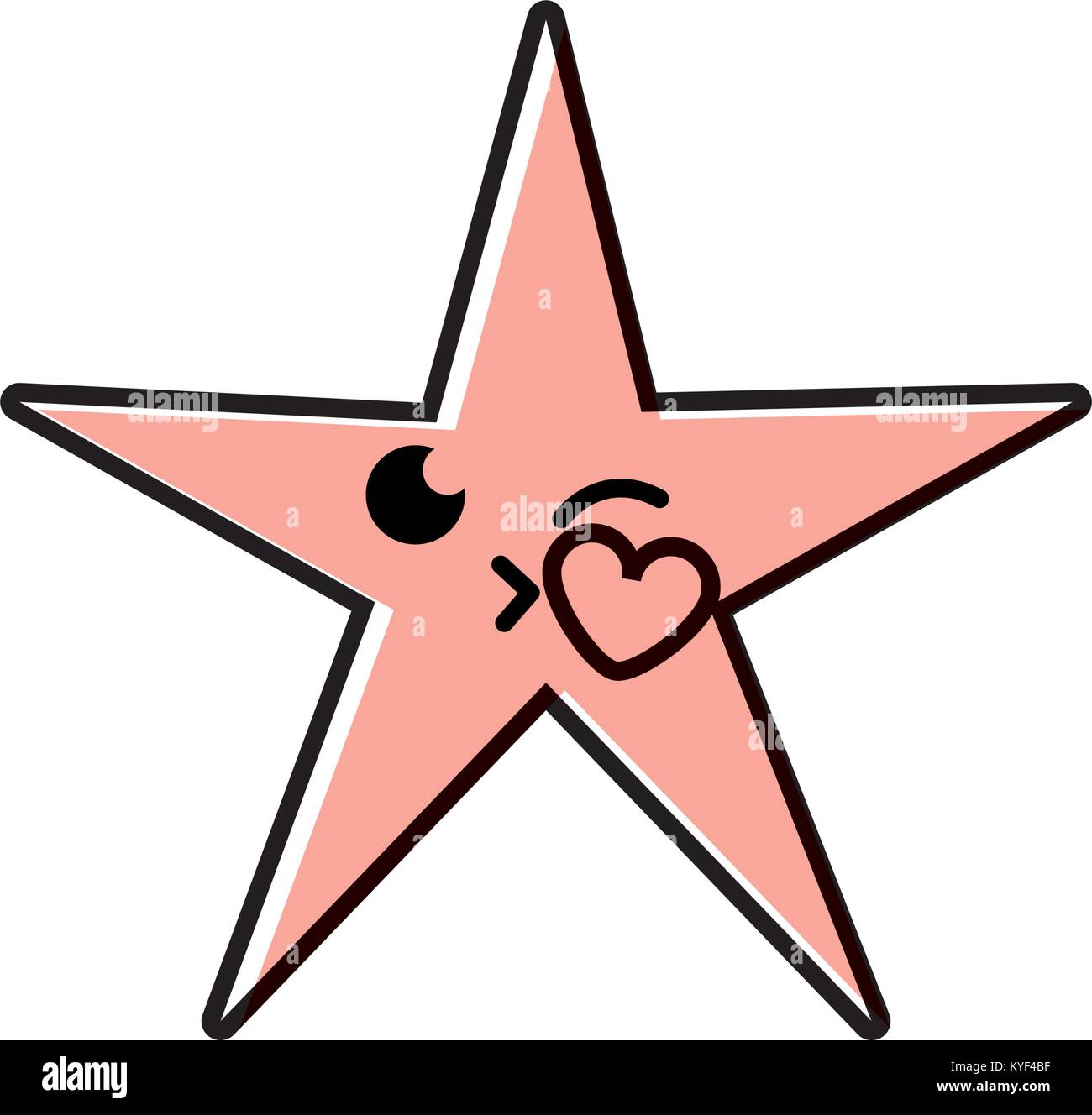 color shiny star kiss kawaii cartoon Stock Vector Image & Art - Alamy