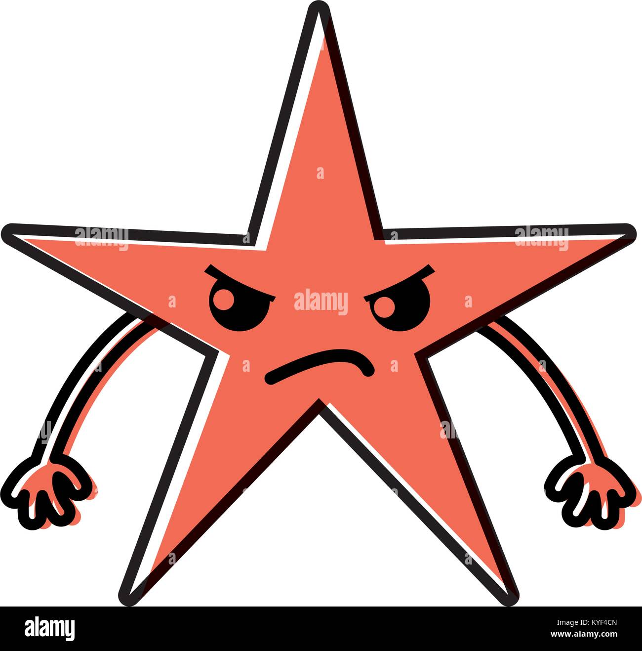 color angry shiny star kawaii with arms Stock Vector Image & Art - Alamy