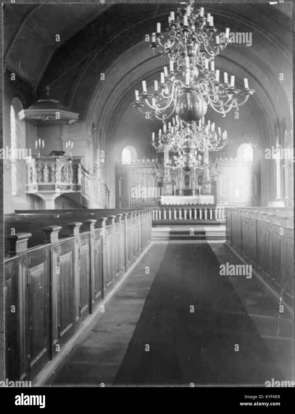 A photograph of Västra Klagstorp Church in Sweden, focusing on its ...