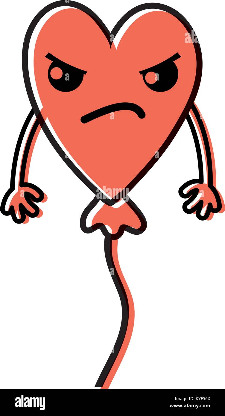 color angry heart balloon kawaii with arms Stock Vector Image & Art - Alamy