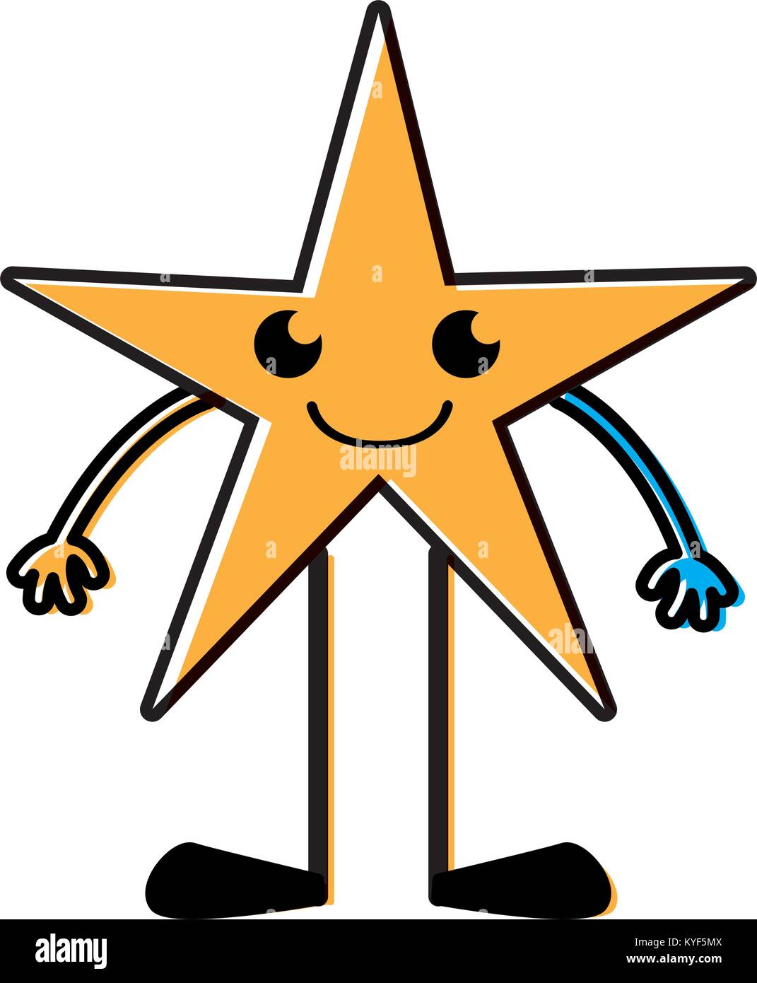 color smile star kawaii with arms and legs Stock Vector Image & Art - Alamy
