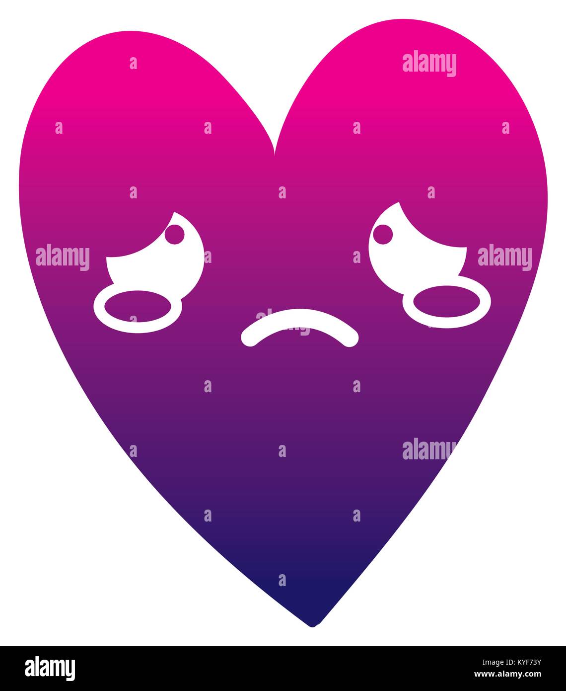 silhouette cute crying heart kawaii cartoon Stock Vector Image & Art ...