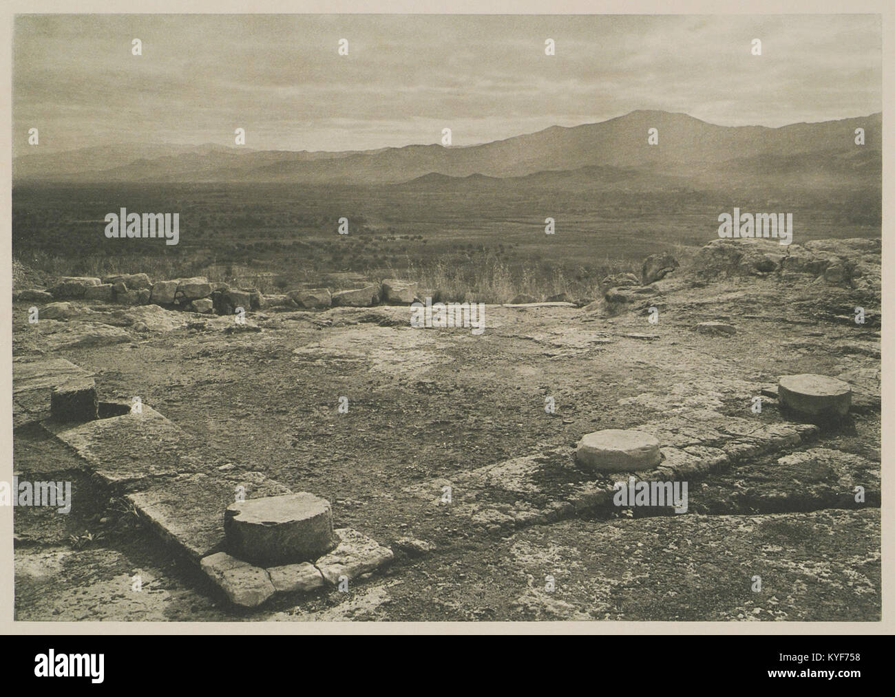 A 1919 photograph showing the veranda of the Palace of Phaistos in ...