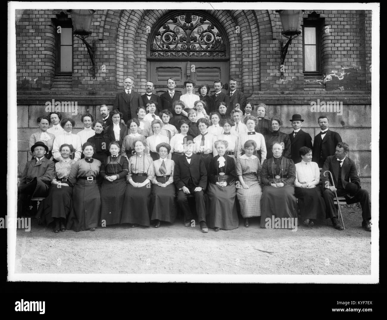 This photograph from Vaalerengen School in Norway showcases the teaching staff. The image ...