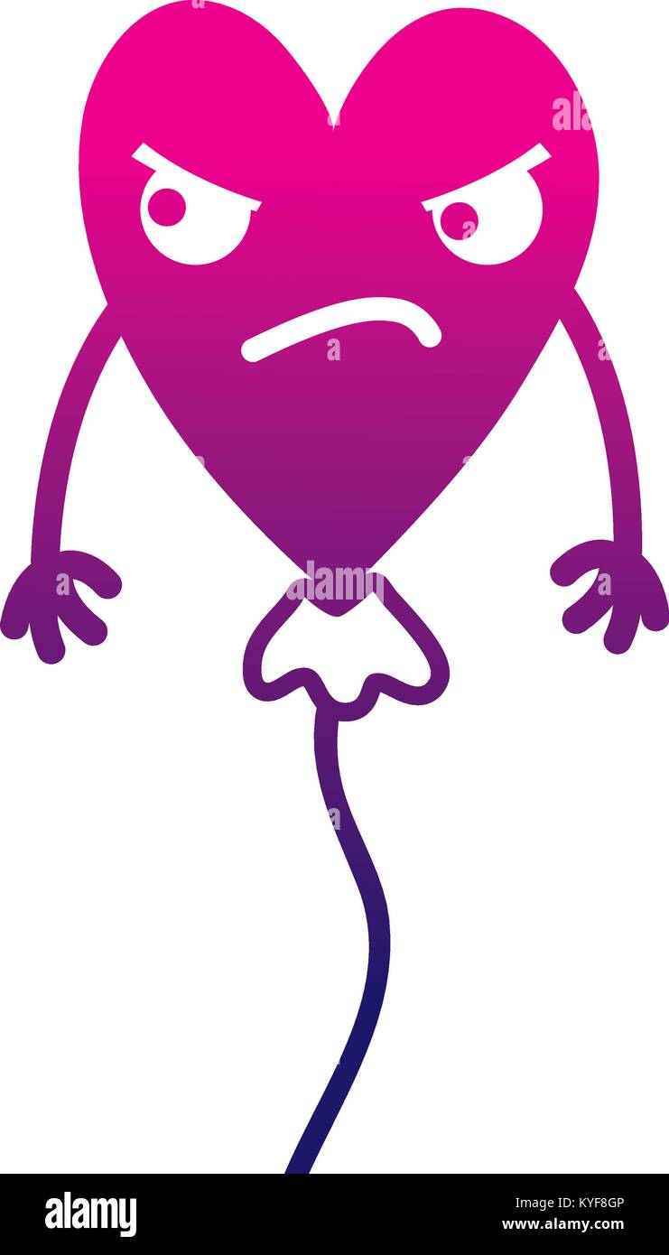 silhouette angry heart balloon kawaii with arms Stock Vector Image ...
