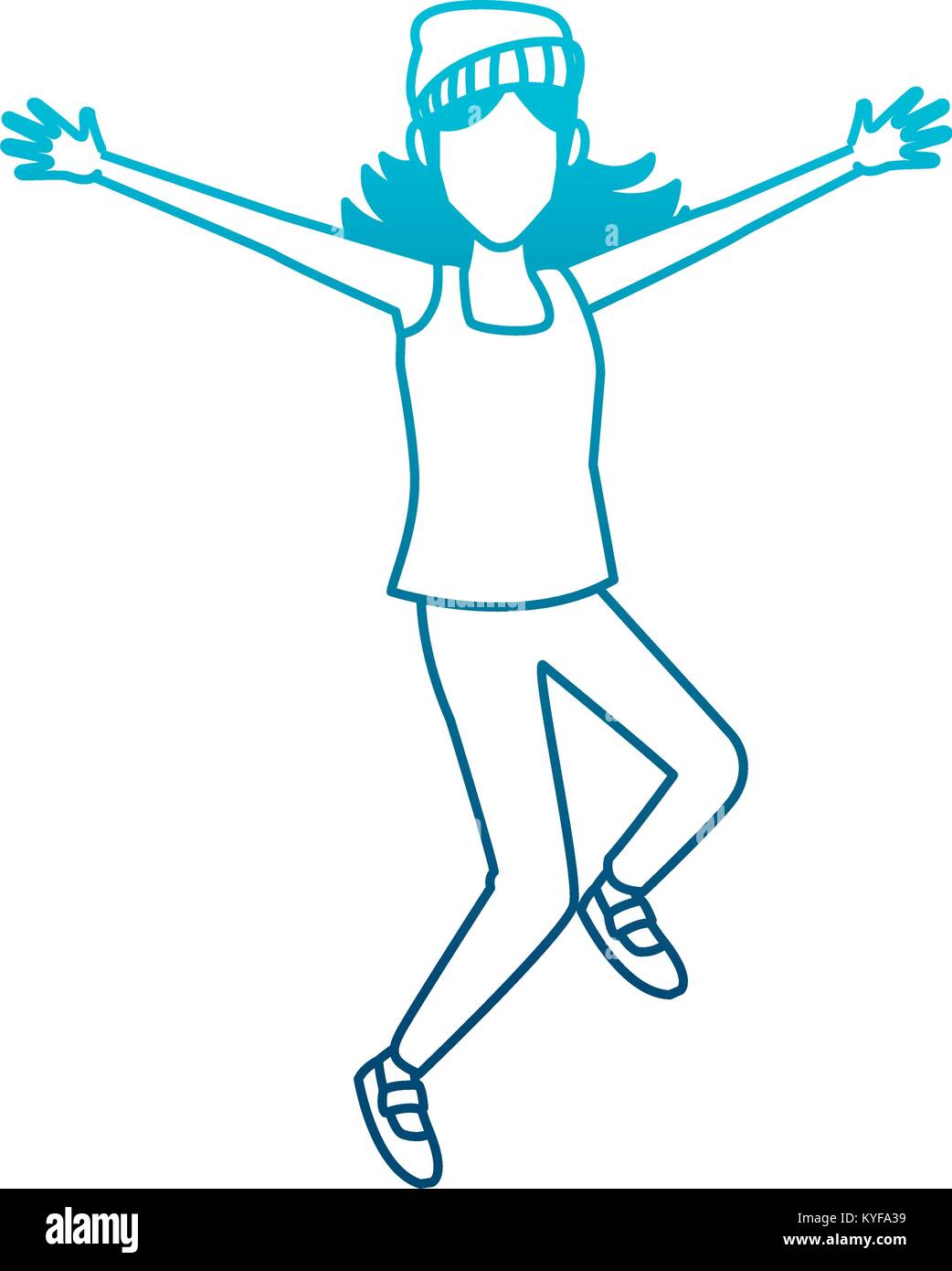 Woman happy jumping cartoon Stock Vector Image & Art - Alamy