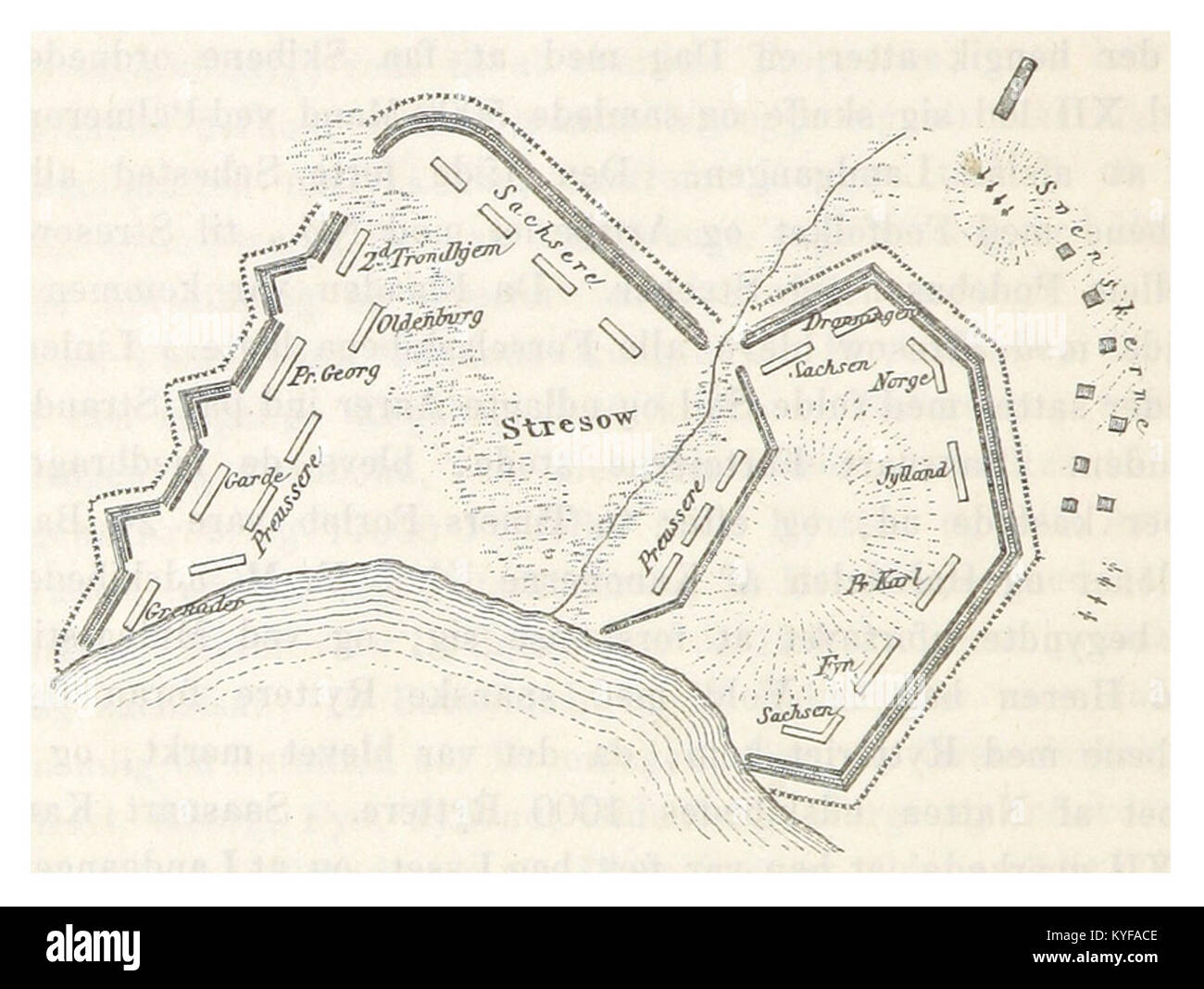 A 1717 military map titled Plan der Stellungen bei Putbus auf Rügen ...