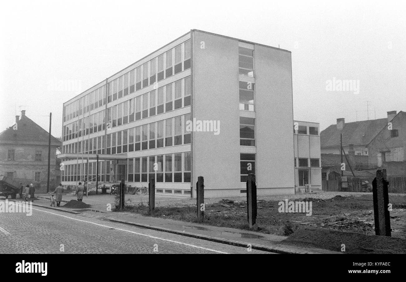 The photograph captures an evening view of a building in Maribor ...