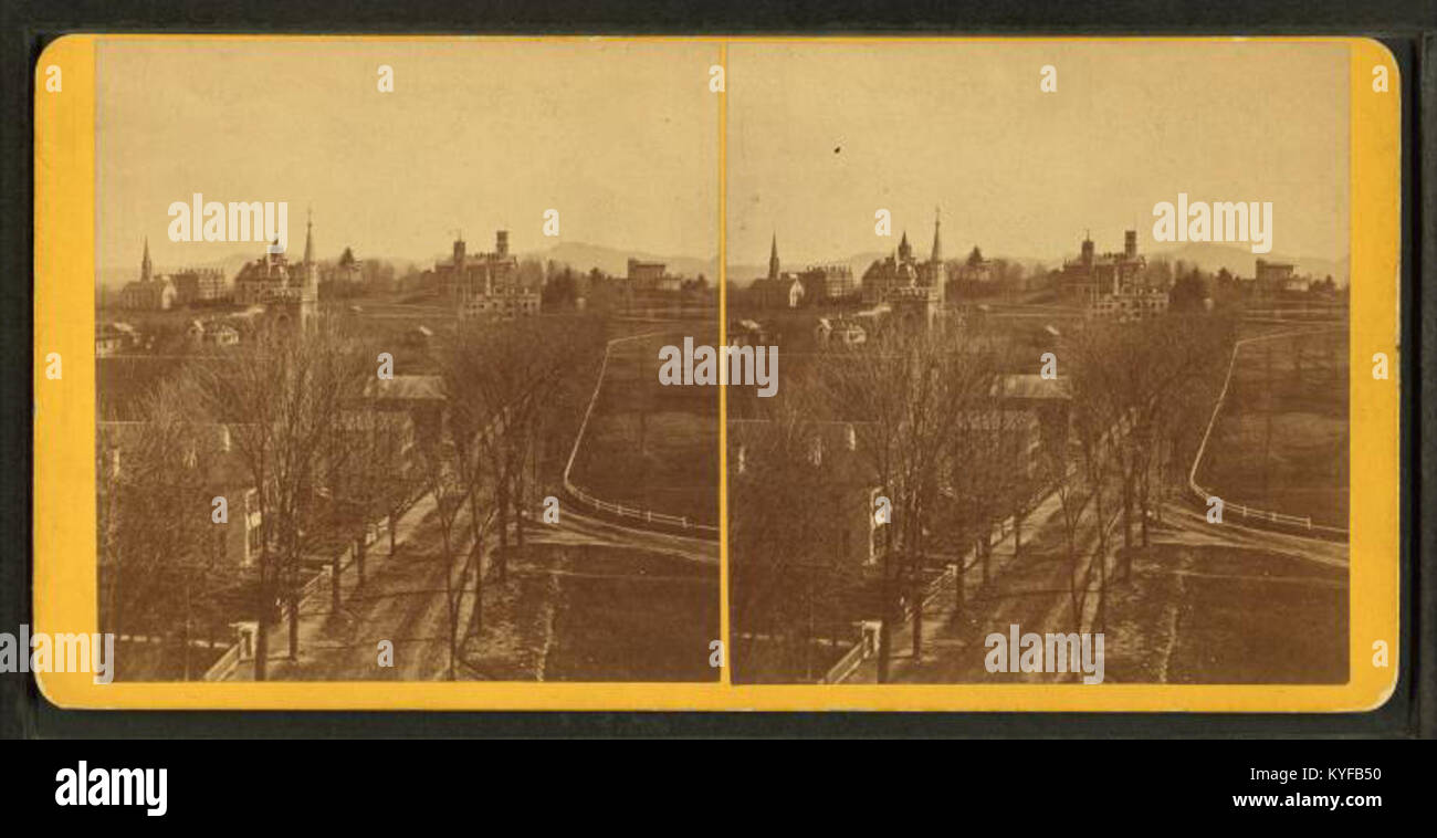 A 19th-century photograph by John Lyman Lovell showing Amherst College ...