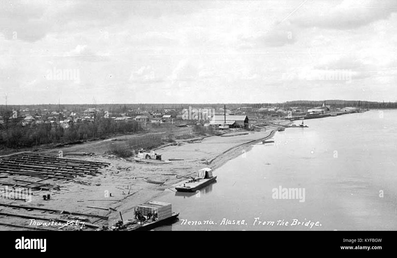 A 1912 view of Nenana, Alaska, showing the town layout, railway ...