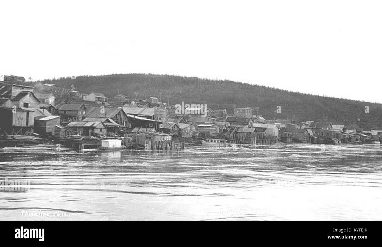 A photograph from 1912 showing the town of Ruby, Alaska, from the Yukon ...