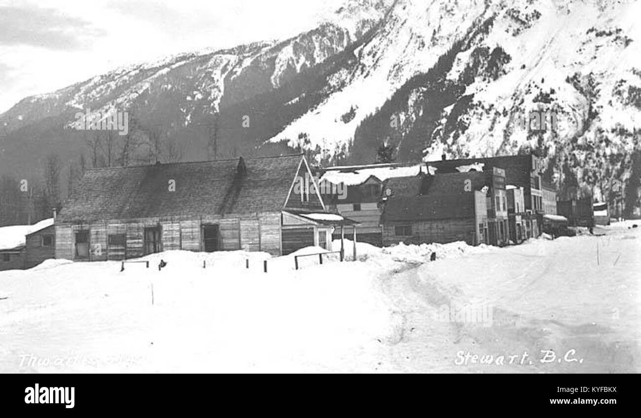 A circa 1912 view of Stewart, British Columbia, showing mountains ...