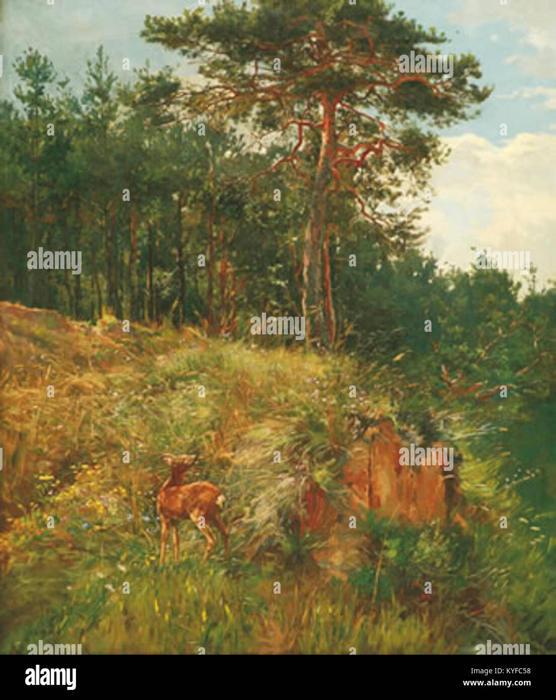 An artwork by Vilém Trsek depicting a pine forest, capturing the ...