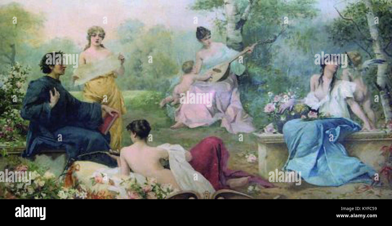 Vilém Trsek - Umělec a múzy, opona pro městské divadlo v Mnichově ...