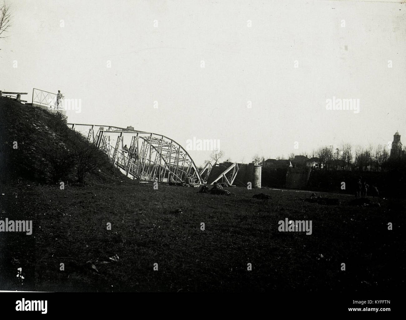 The image depicts the Morava River bridge near Trstenik, Serbia ...