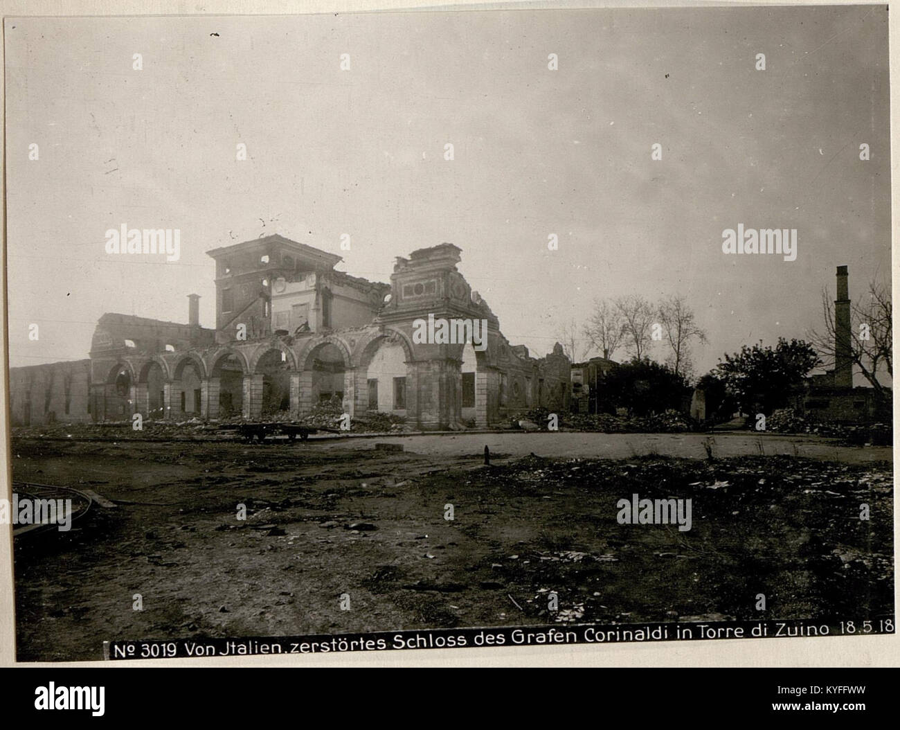 Photograph of the destroyed Castle of Count Corinaldi in Torre di Zuino ...