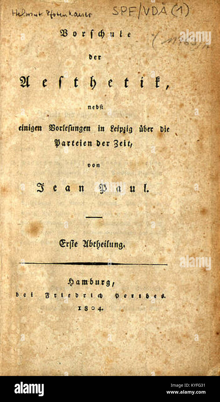 This work, titled 'Vorschule der Aesthetik' (Pre-School of Aesthetics ...