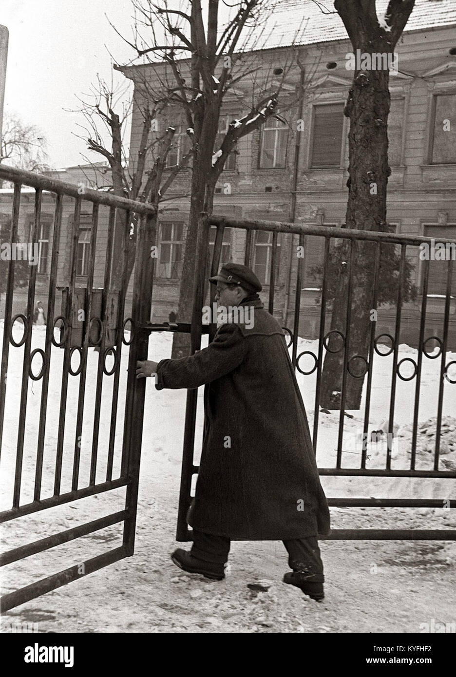 A historical photograph showing the entrance gates to the Maribor ...