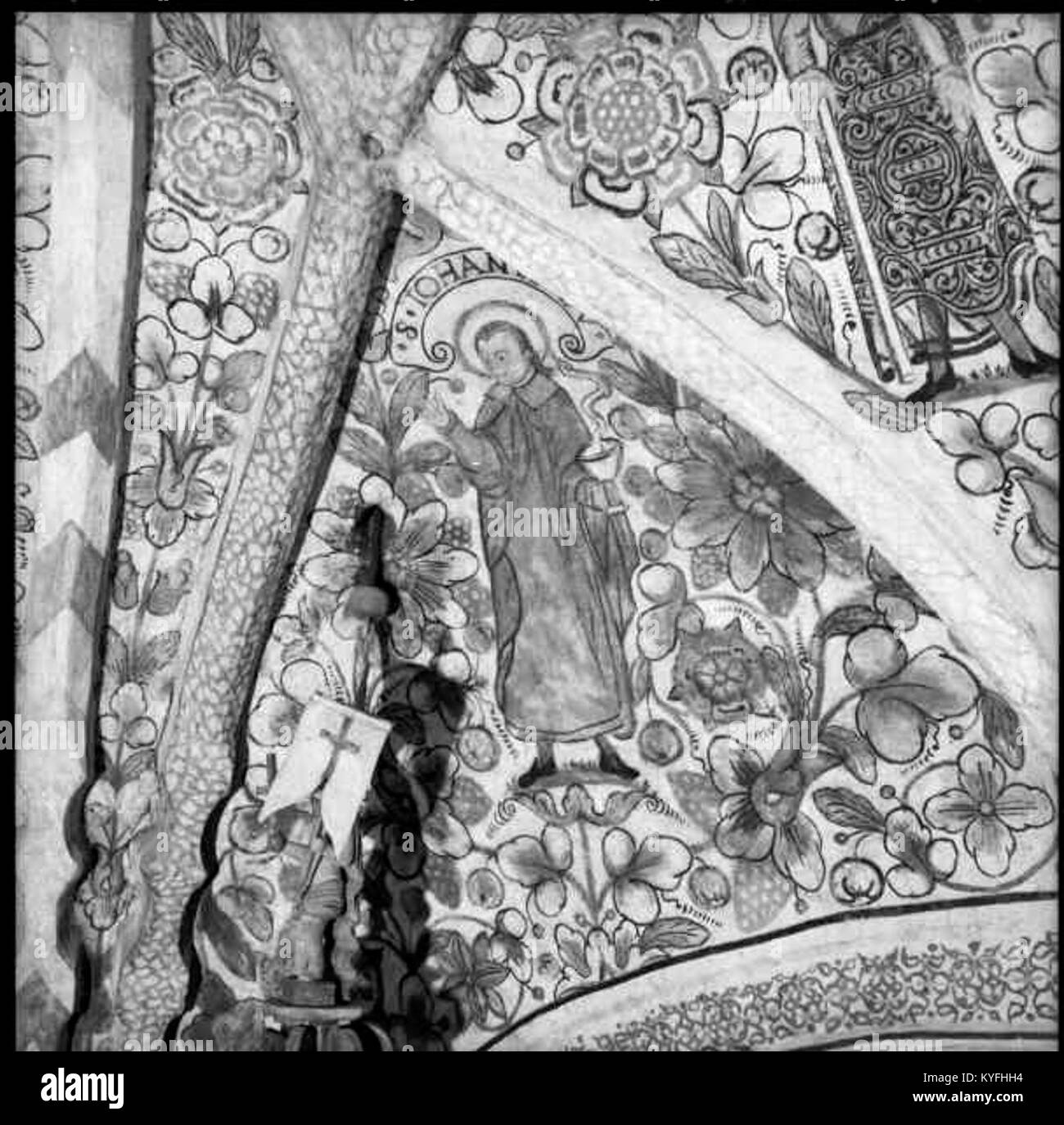 Frescoes at Vrena Church, Sweden, created in medieval times, depicting ...