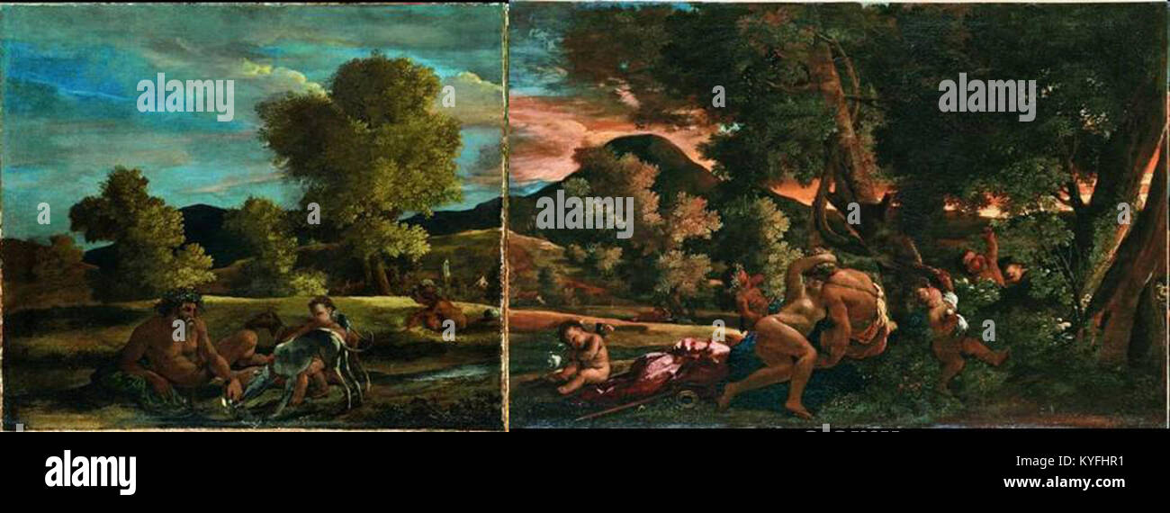 This image shows the town of Grottaferrata alongside Nicolas Poussin’s ...